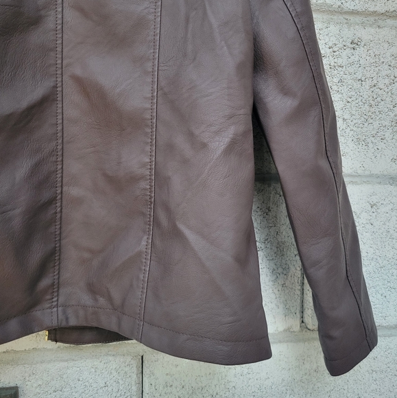 Baccini | Jackets & Coats | Baccini Medium Brown Faux Leather Jacket ...